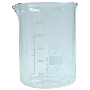 BEAKER 3000ML LOW FORM GRAD W/SPOUT BORO GLASS EA