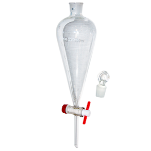 SEPARATING FUNNEL CYLINDRICAL W/STOPCOCK 250ML GLASS EA