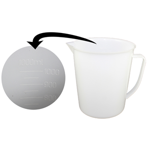 LIV MEASURING JUG WITH HANDLE HDPE 1L 125DX140H MM EACH