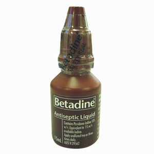BETADINE 10pct POVIDONE IODINE ANTISEPTIC SOLUTION, 15ML, EACH