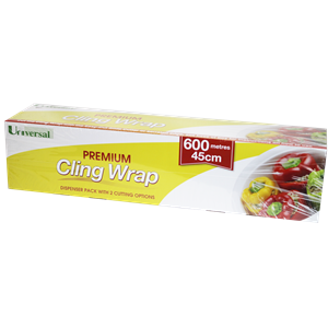 UNIVERSAL PLASTIC CLING WRAP, 45CMX600M, 10uM, PVC EACH ROLL