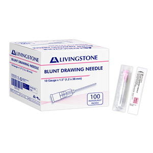 LIV BLUNT DRAWING NEEDLE 18GX1.5IN 38MM STERILE 100/BOX