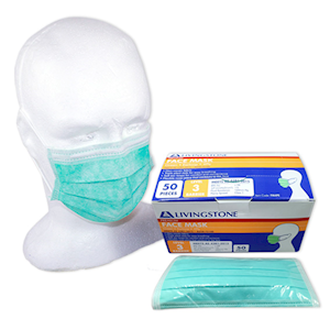 LIV TGA FACE MASK LVL 3 4PLY EAR-LOOP GRN 50/BX 40 BOXES/CTN