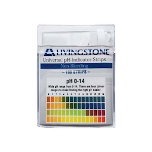 LIV UNIVERSAL INDICATOR PH 0-14 NON BLEEDING, 100 STRIPS/BX