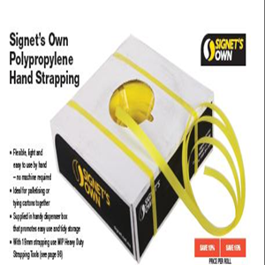 POLYPROPYLENE HAND STRAPPING 12MM X 1000M YELLOW 90KG 0752